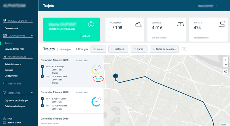 Comment accéder au détail d'un trajet ? – Centre d'aide - DriveQuant